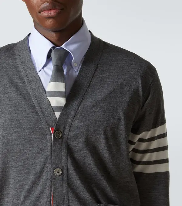 Thom Browne 4-bar Merino Wool Cardigan - Grey