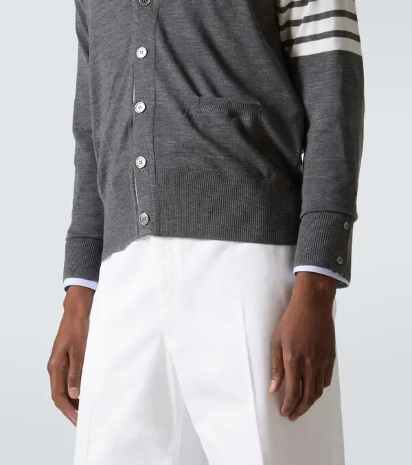 Thom Browne 4-bar Merino Wool Cardigan - Grey