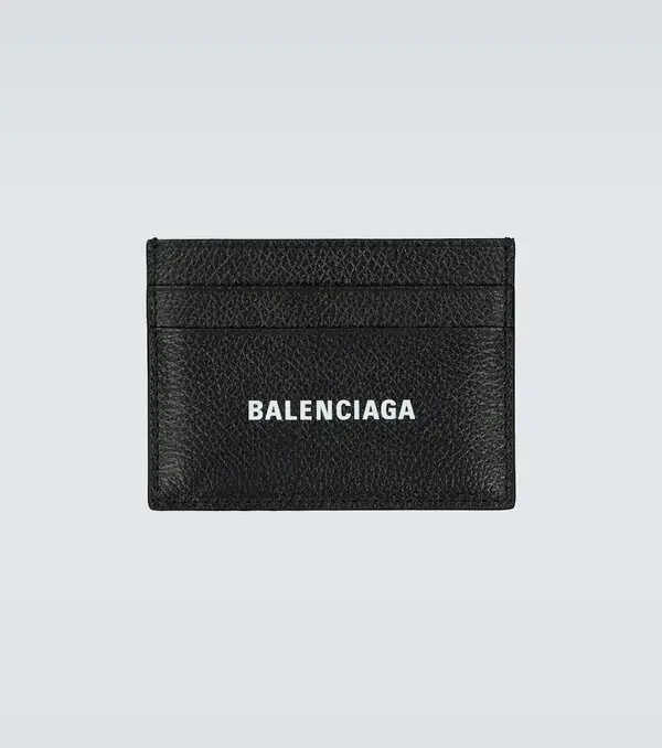 Balenciaga Cash Leather Card Holder - Black