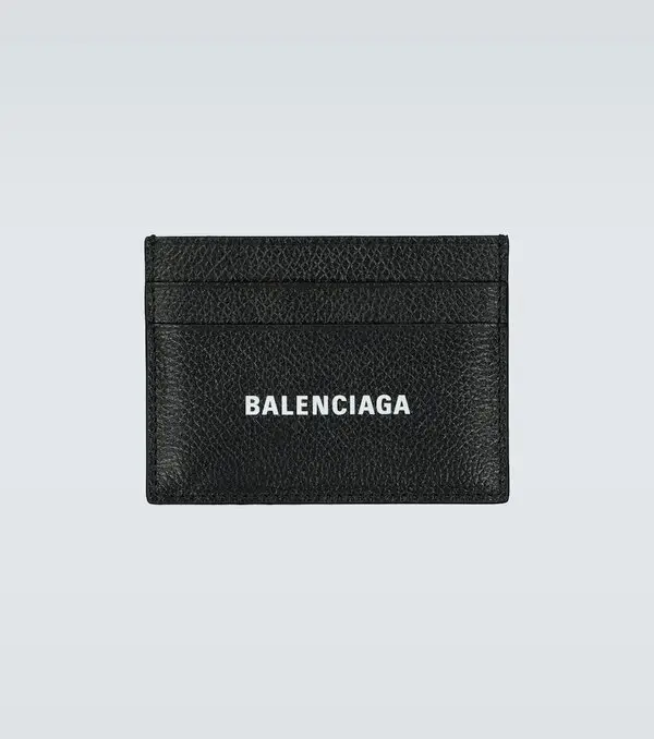 Balenciaga Cash Leather Card Holder - Black