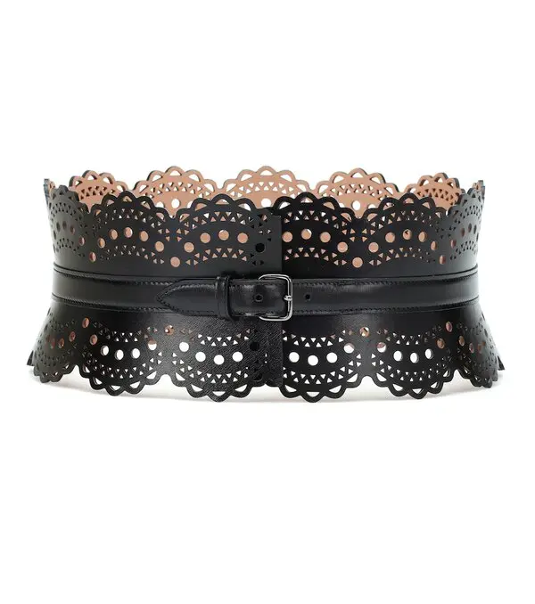 Alaïa Leather Corset Belt - Black