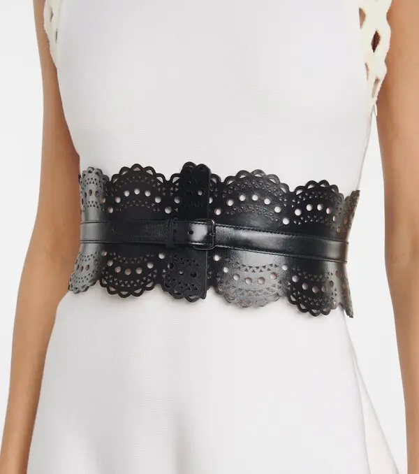 Alaïa Leather Corset Belt - Black