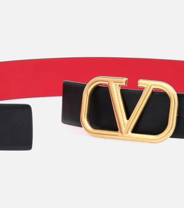 Valentino Garavani Vlogo Signature Leather Belt - Black