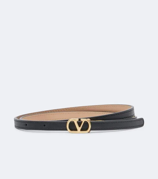Valentino Garavani Vlogo Signature Leather Belt - Black