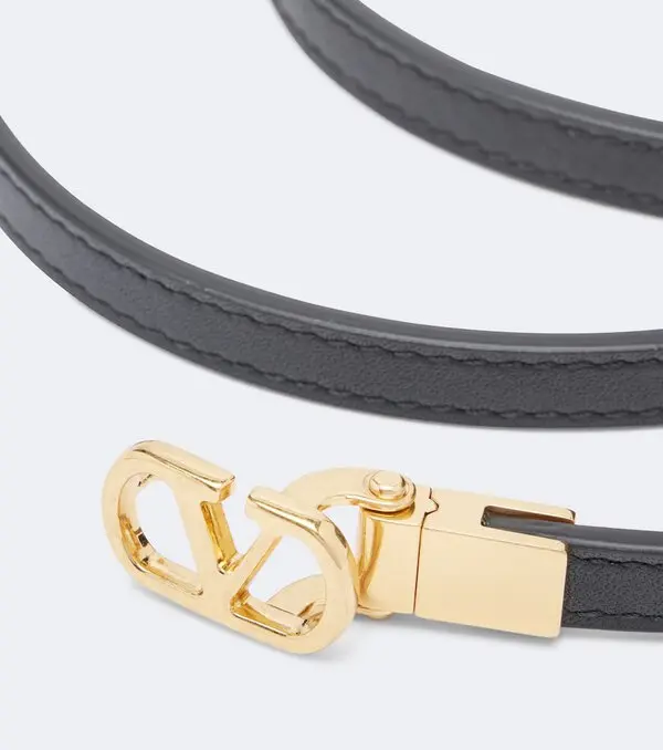Valentino Garavani Vlogo Signature Leather Belt - Black