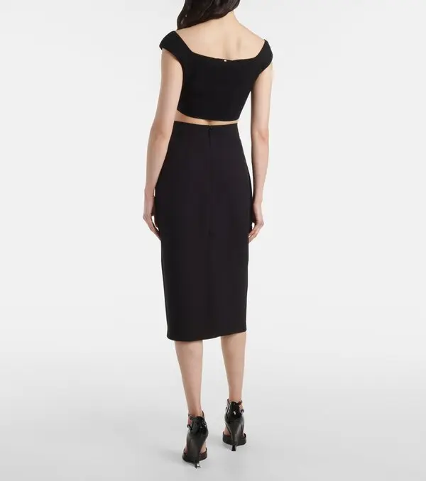 Safiyaa Hokoku Crêpe Pencil Skirt - Black
