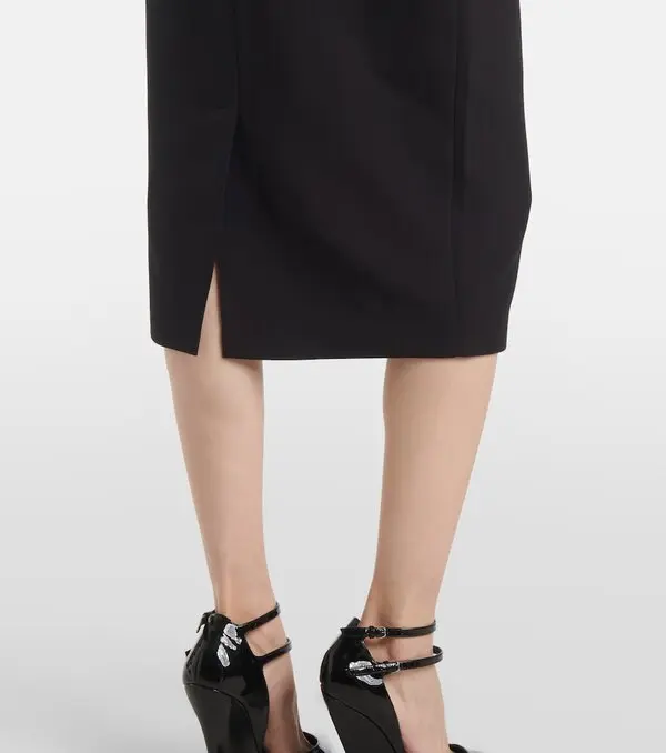 Safiyaa Hokoku Crêpe Pencil Skirt - Black