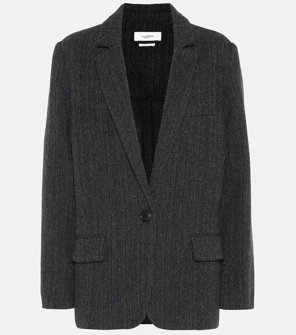 MARANT ETOILE Charly Herringbone Wool Jacket - Black