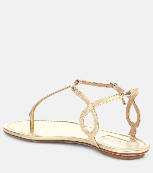 AQUAZZURA Almost Bare Metallic Leather Sandals - Gold