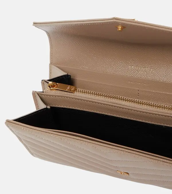 Saint Laurent Monogram Large Leather Wallet - Beige