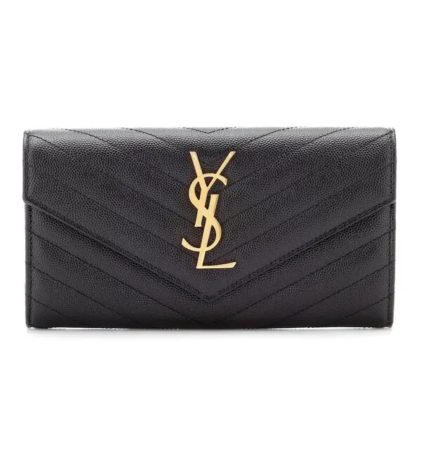 Saint Laurent Monogram Large Leather Wallet - Black