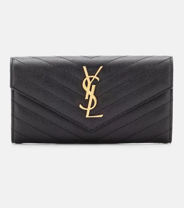 Saint Laurent Monogram Large Leather Wallet - Black