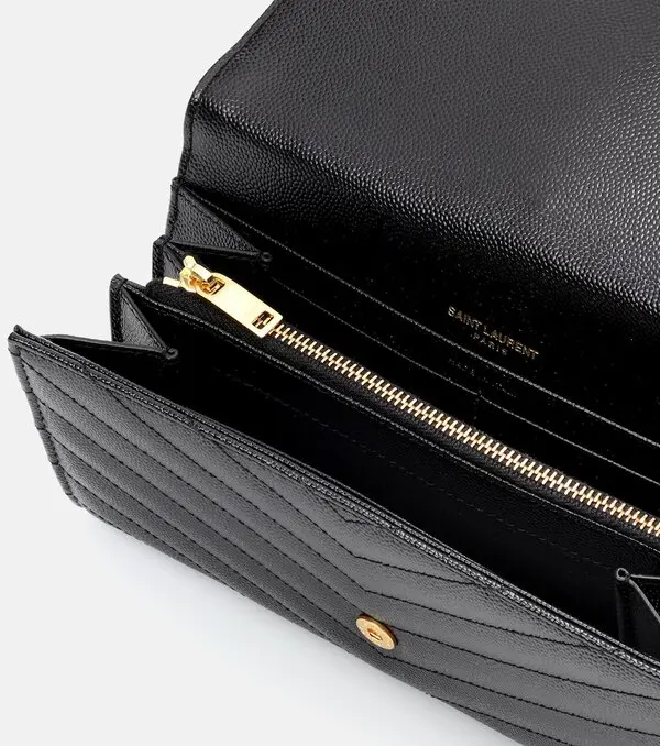 Saint Laurent Monogram Large Leather Wallet - Black