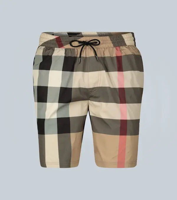 Burberry Large Check-print Swim Shorts - Beige