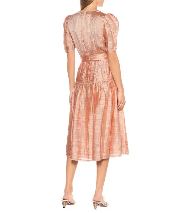 Ulla Johnson Eudora Beaded Organza Midi Dress In Pink - 40% Off |  Editorialist