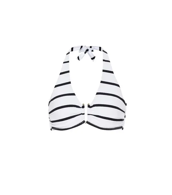 Heidi Klein Core Striped Bikini Top - White
