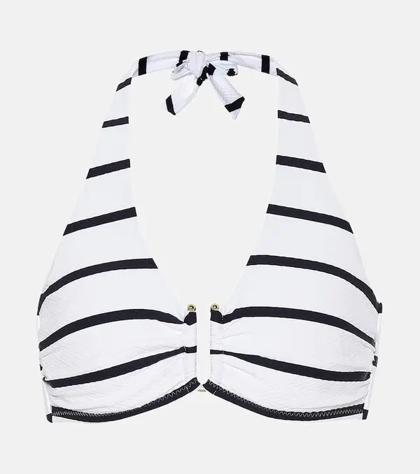 Heidi Klein Core Striped Bikini Top - White