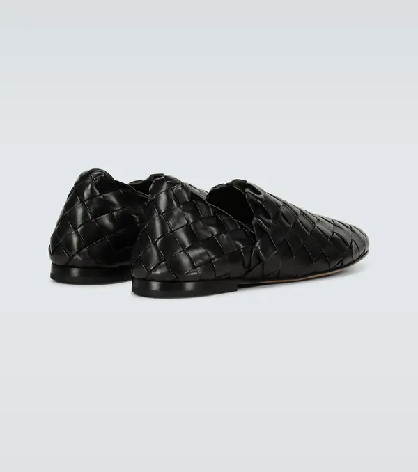 Bottega Veneta Intreccio Leather Slippers - Black