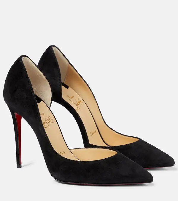 CHRISTIAN LOUBOUTIN Iriza 100 Suede Pumps - Black