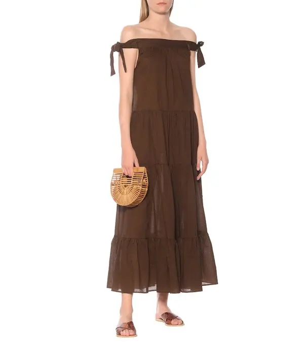 Marysia Starfish Off-Shoulder Cotton Maxi Dress In Brown - 41% Off |  Editorialist