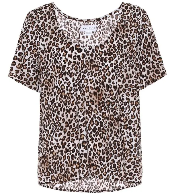 Velvet By Graham & Spencer Caroline Leopard-print Blouse