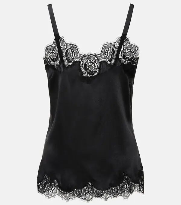 Dolce & Gabbana Lace-trimmed Silk Camisole - Black