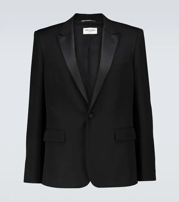 Saint Laurent Wool Tuxedo Jacket - Black