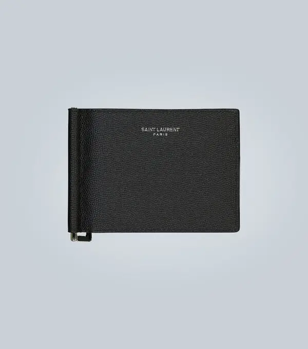Saint Laurent Grain Leather Wallet With Money Clip - Black