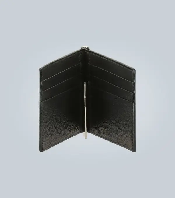 Saint Laurent Grain Leather Wallet With Money Clip - Black