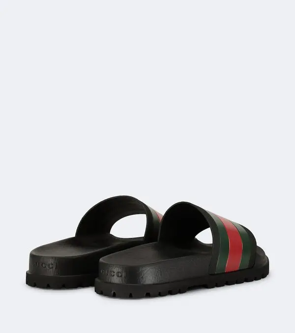 Gucci Striped Web Slide Sandals - Black
