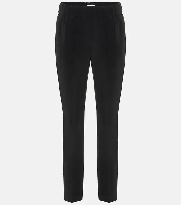 Brunello Cucinelli Silk-blend Cropped Pants - Black