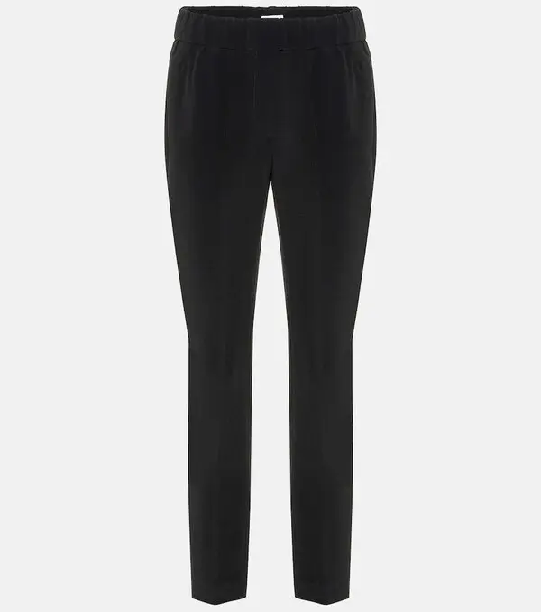 Brunello Cucinelli Silk-blend Cropped Pants - Black