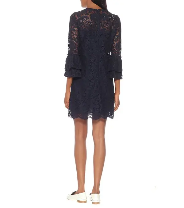 valentino blue lace dress Valentino Blue Lace Crew Neck Dress M Valentino