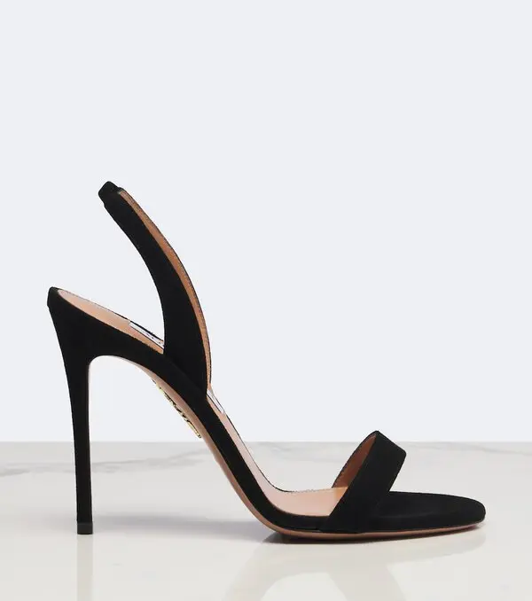 AQUAZZURA So Nude 105 Suede Sandals - Black