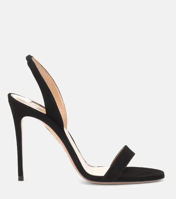 AQUAZZURA So Nude 105 Suede Sandals - Black