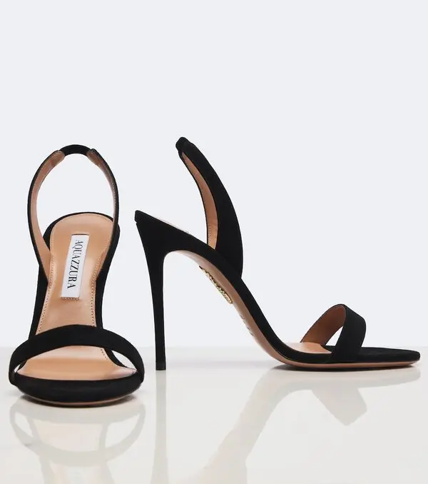 AQUAZZURA So Nude 105 Suede Sandals - Black