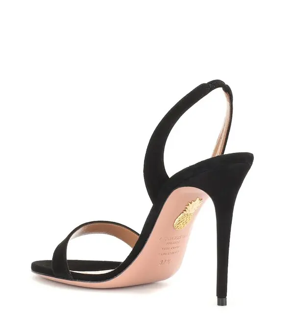 AQUAZZURA So Nude 105 Suede Sandals - Black