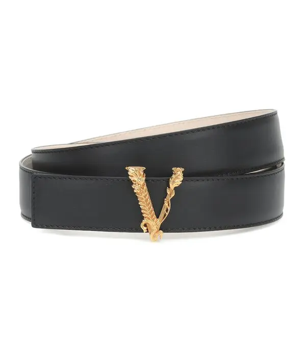 Versace Virtus Leather Belt - Black