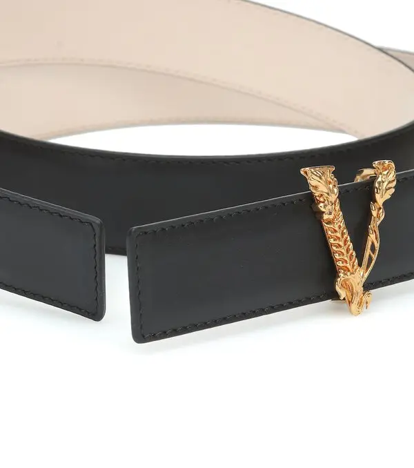 Versace Virtus Leather Belt - Black