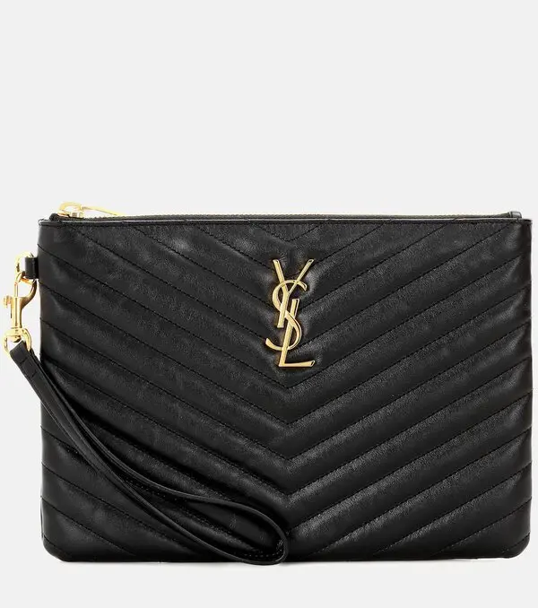 Saint Laurent Cassandre Matelassé Leather Pouch - Black