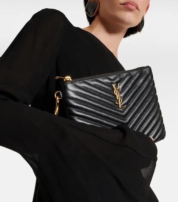 Saint Laurent Cassandre Matelassé Leather Pouch - Black