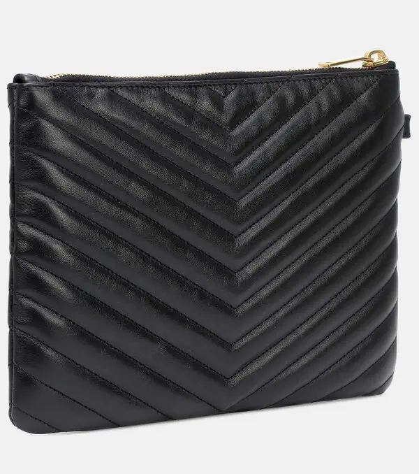 Saint Laurent Cassandre Matelassé Leather Pouch - Black