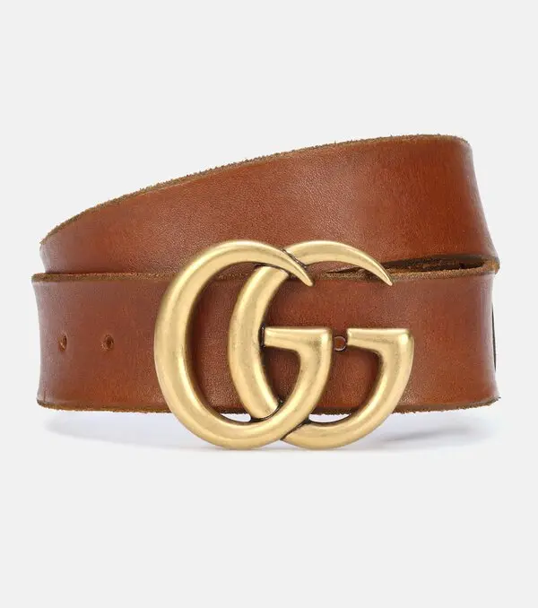 Gucci Gg Leather Belt - Brown