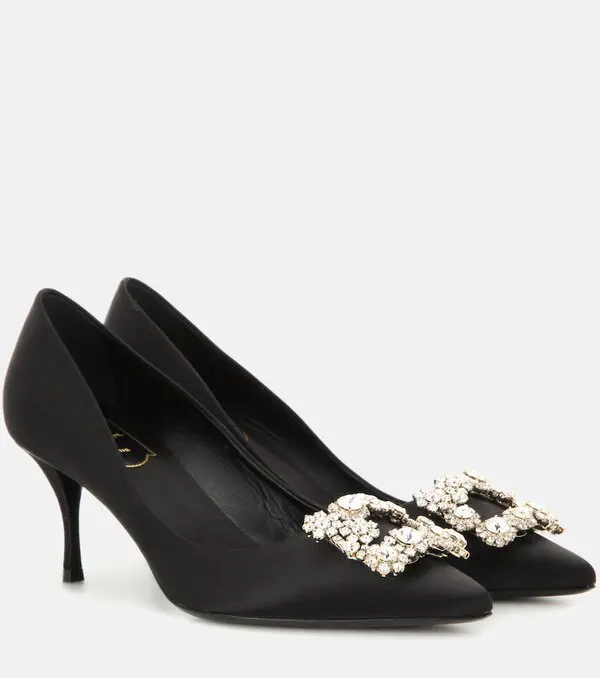 ROGER VIVIER Embellished Satin Pumps - Black