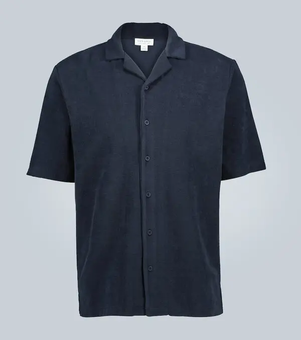 Sunspel Cotton Terry Shirt - Blue