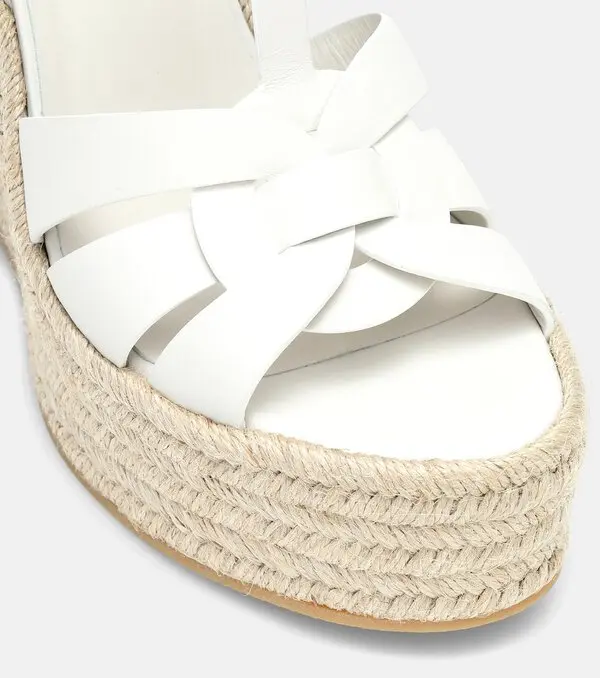Saint Laurent Tribute 130 Leather Espadrilles - White