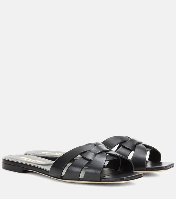 Saint Laurent Tribute Nu Pieds 05 Leather Sandals - Black