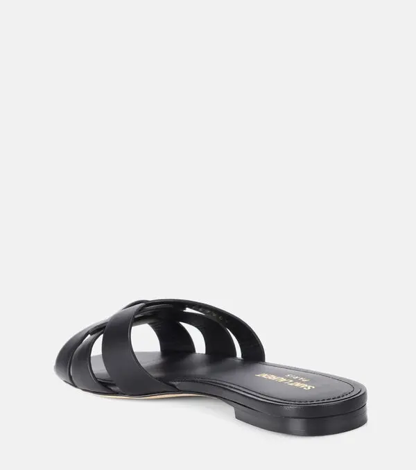 Saint Laurent Tribute Nu Pieds 05 Leather Sandals - Black