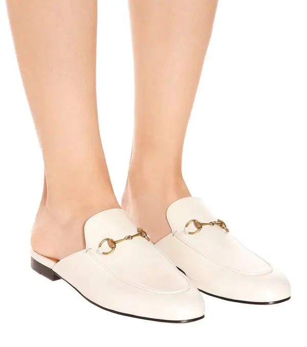 Gucci Princetown Leather Slippers - White