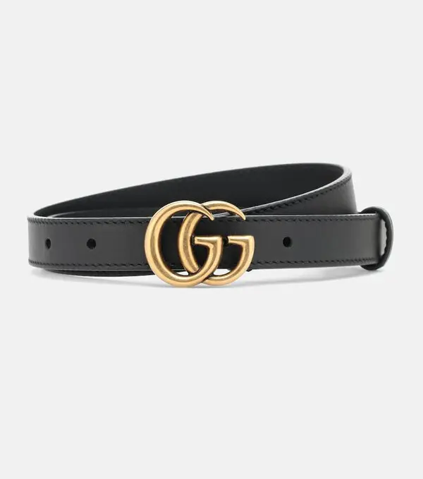Gucci Gg Leather Belt - Black